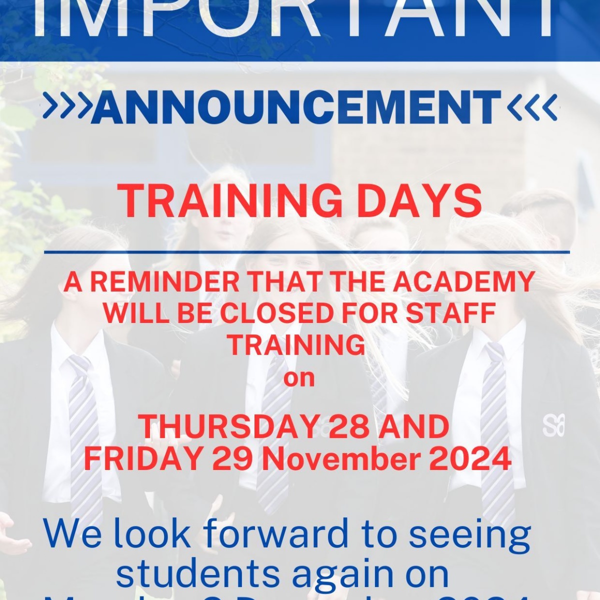 South Axholme Academy - School Closed Training Days